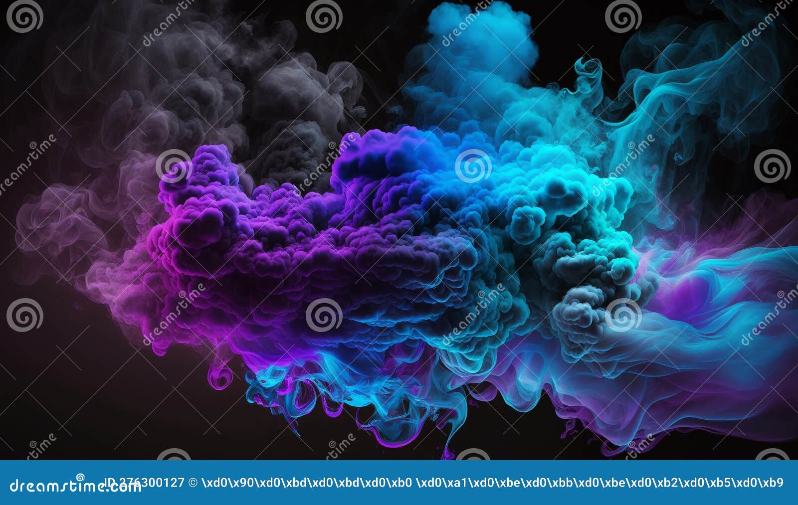 Blue Neon Cloud of Smoke. Generative AI Stock Illustration ...