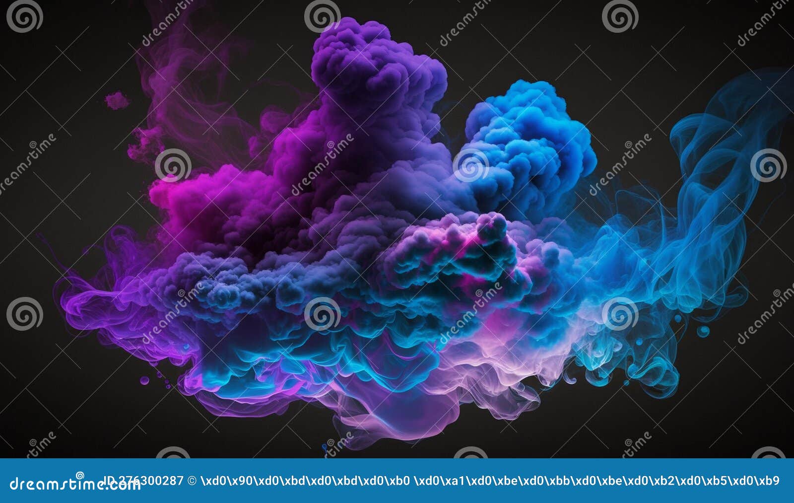 Blue Neon Cloud of Smoke. Generative AI Stock Illustration ...