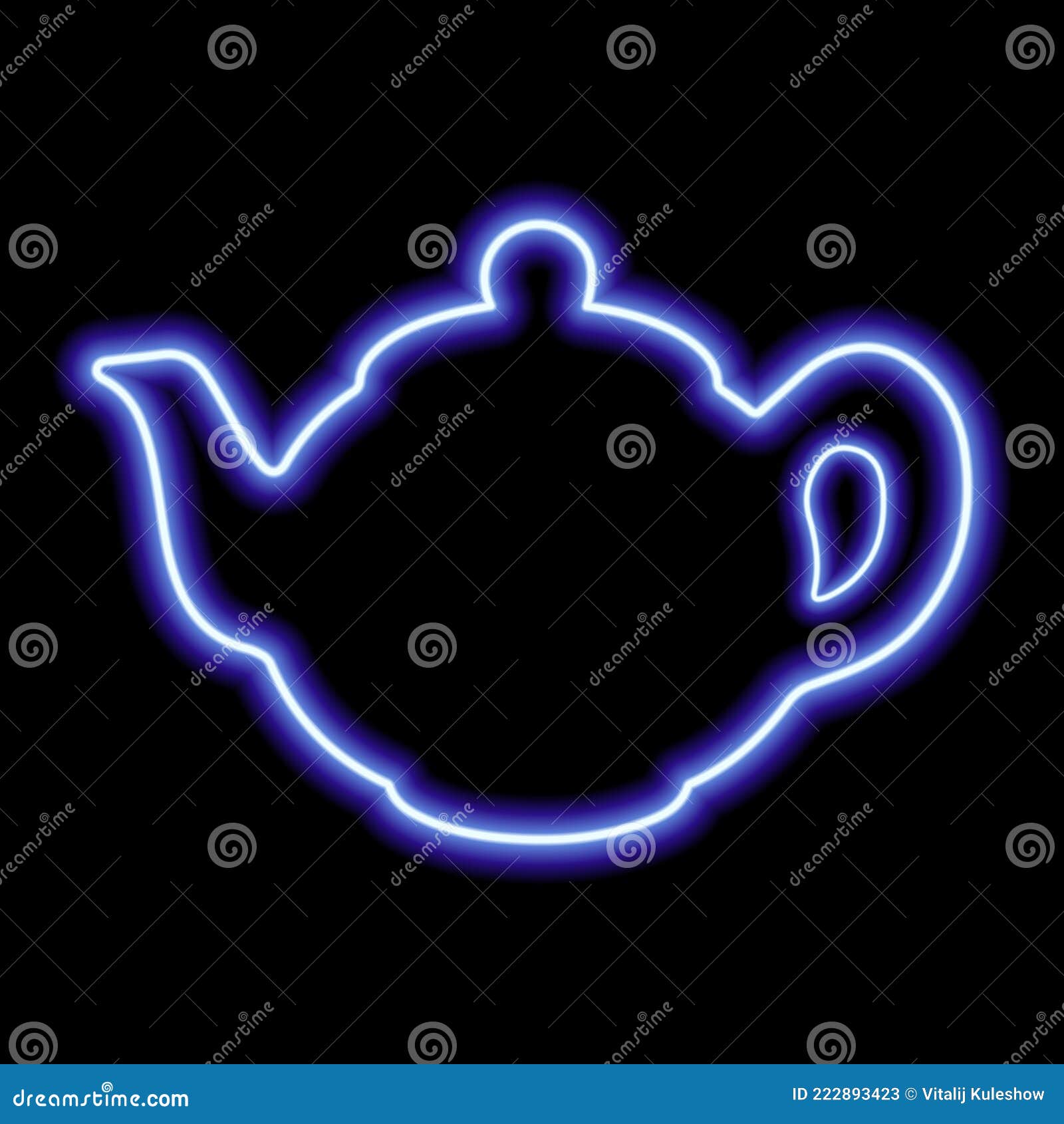 Blue Neon Contour of the Teapot. Simple Vector Illustration on Black ...