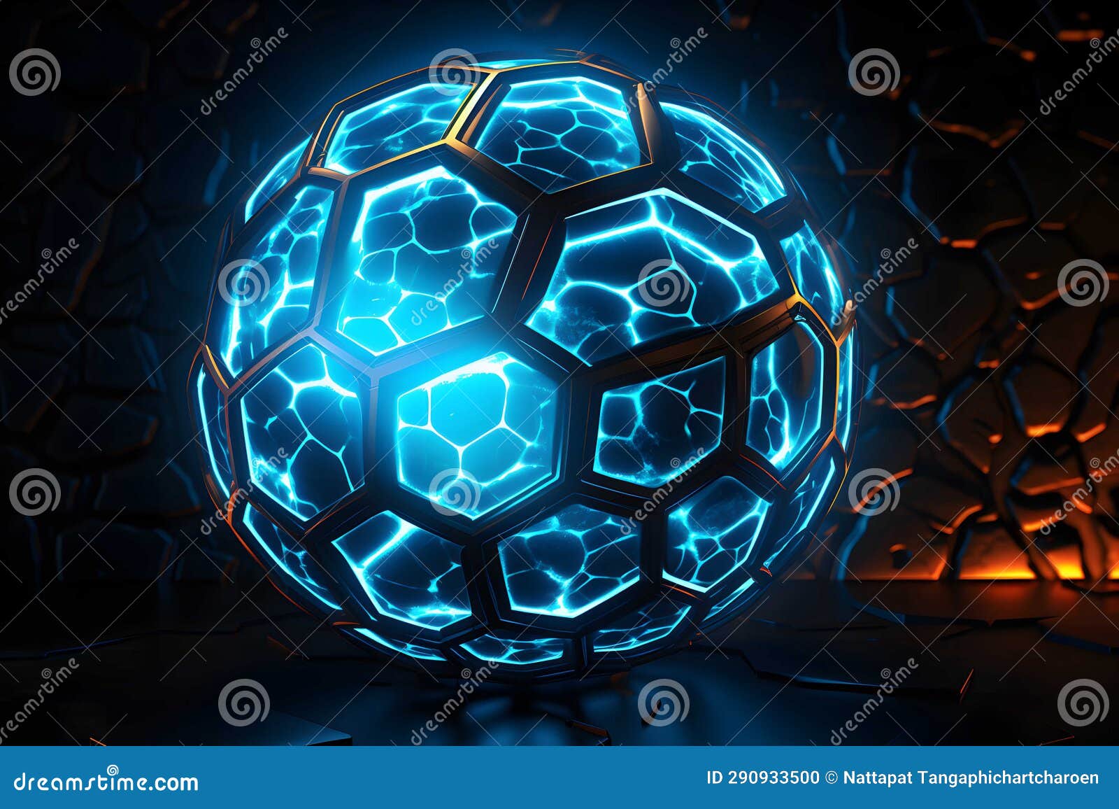 Blue Neon Digital Element Hive Pattern Wrap Earth Sphere, Generated AI ...