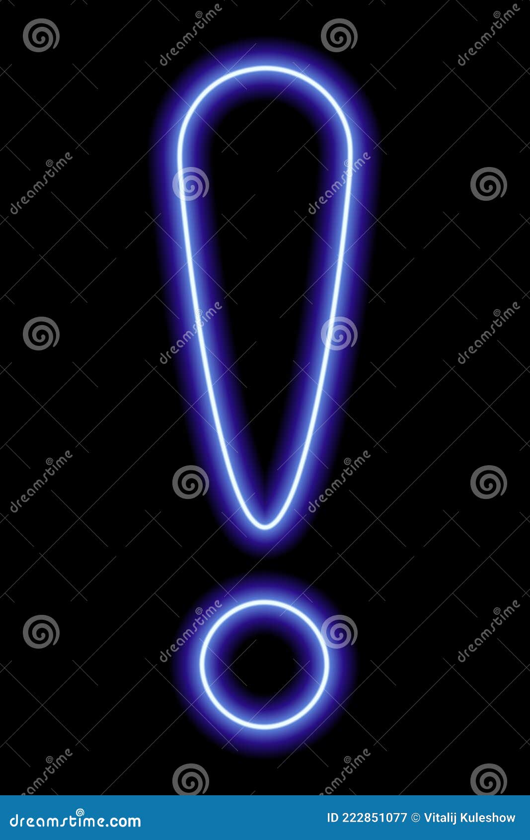 Blue Neon Exclamation Point on a Black Background Stock Illustration ...