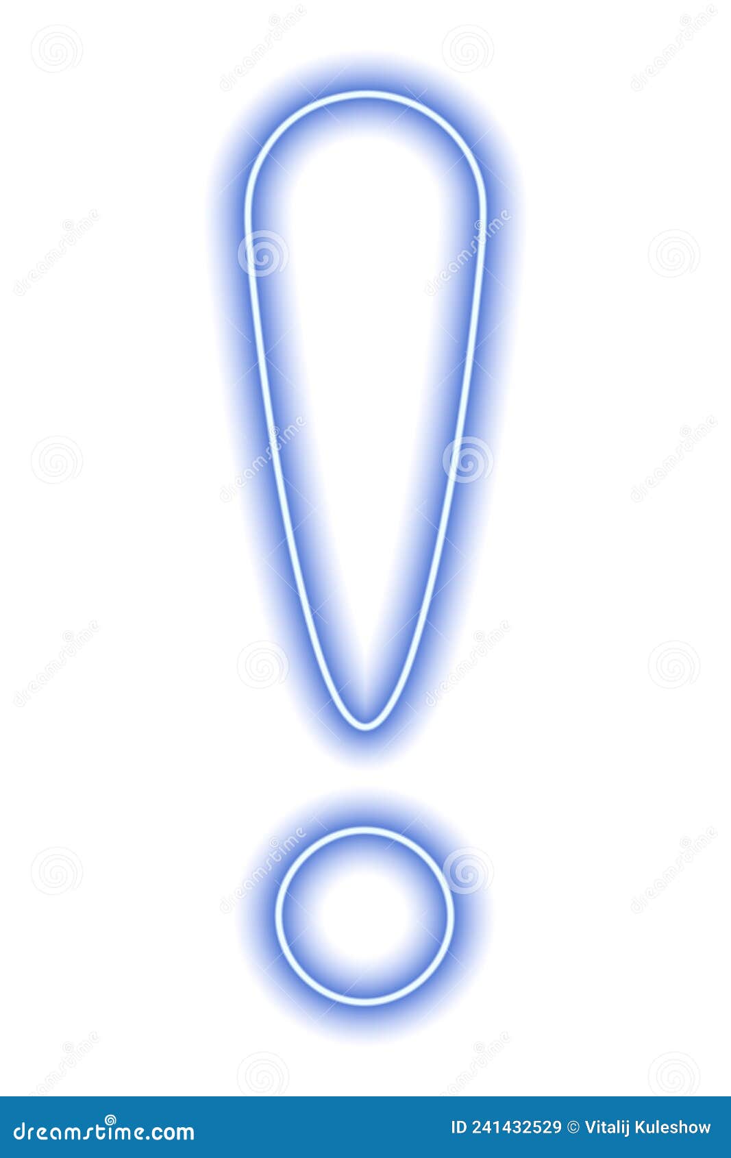 Blue Neon Exclamation Point Isolated on White Stock Vector ...