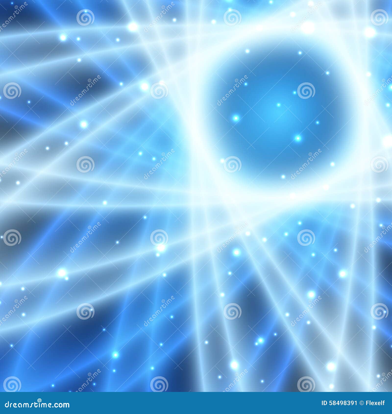 Blue neon flower in space stock vector. Illustration of banner - 58498391