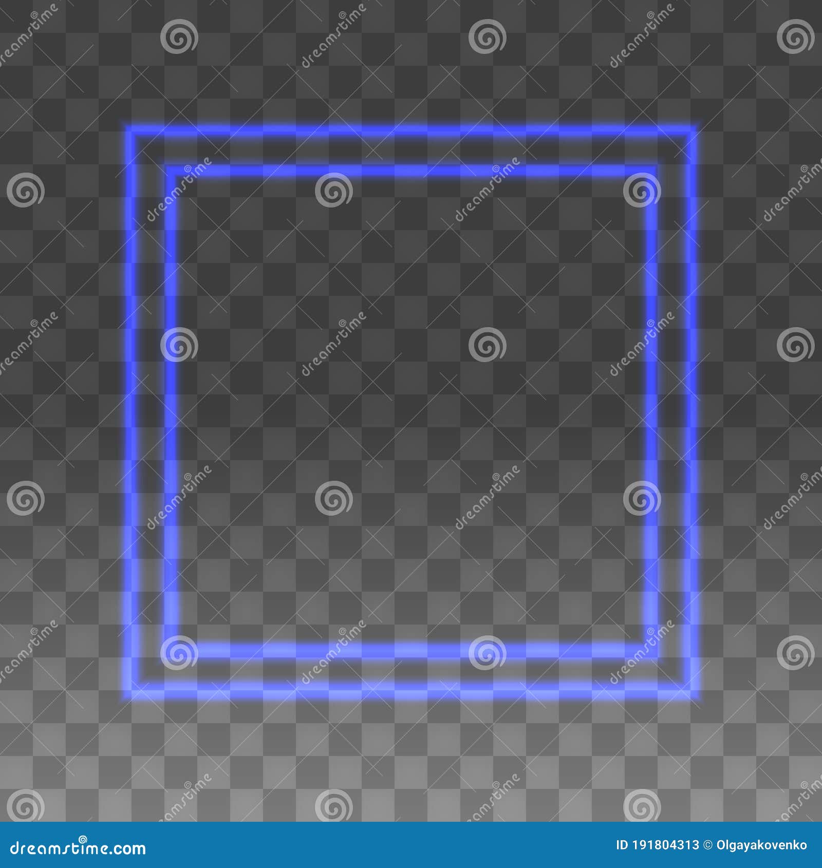 Blue Neon Frame on a Transparent Background Stock Vector - Illustration ...