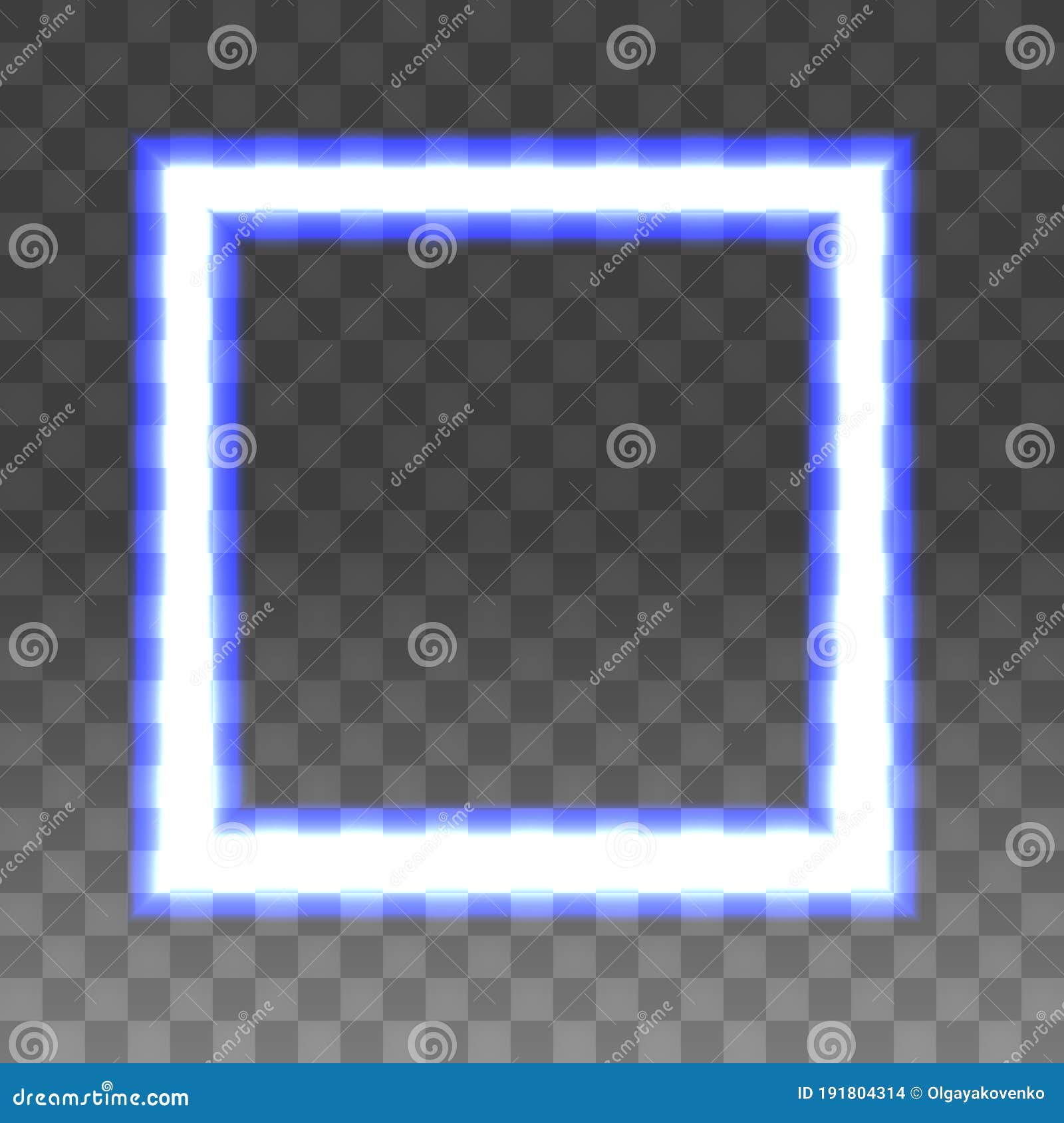 Blue Neon Frame on a Transparent Background Stock Vector - Illustration ...