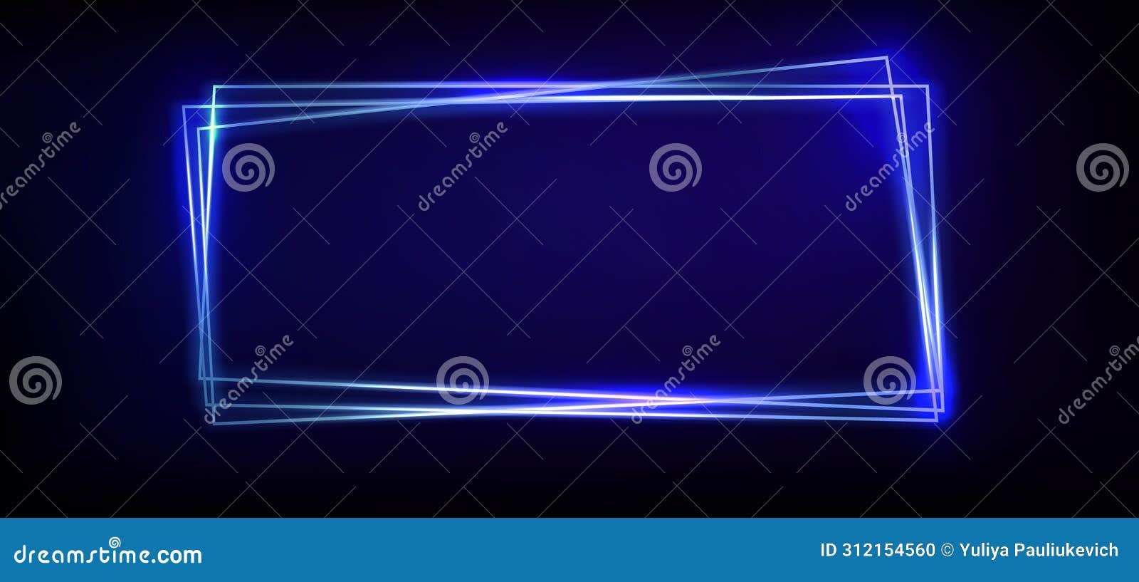 Blue Neon Glow Rectangle Frame. Stock Vector - Illustration of luminous ...