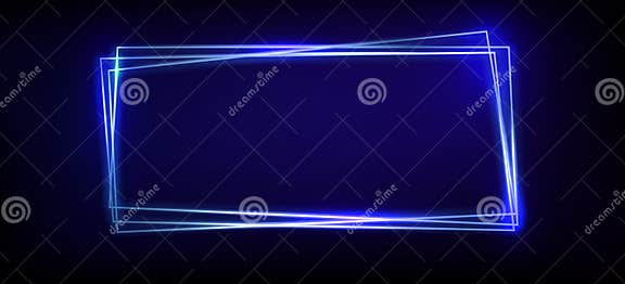 Blue Neon Glow Rectangle Frame. Stock Vector - Illustration of luminous ...