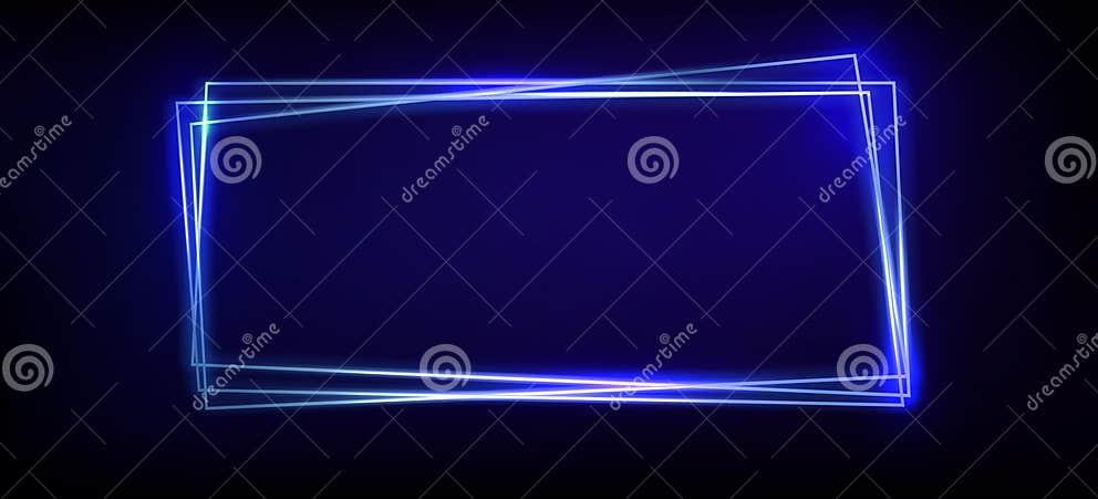 Blue Neon Glow Rectangle Frame. Stock Vector - Illustration of luminous ...