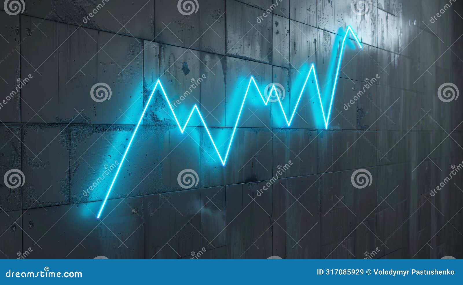 A Blue Neon Graph on a Wall Stock Image - Image of neon, tile: 317085929