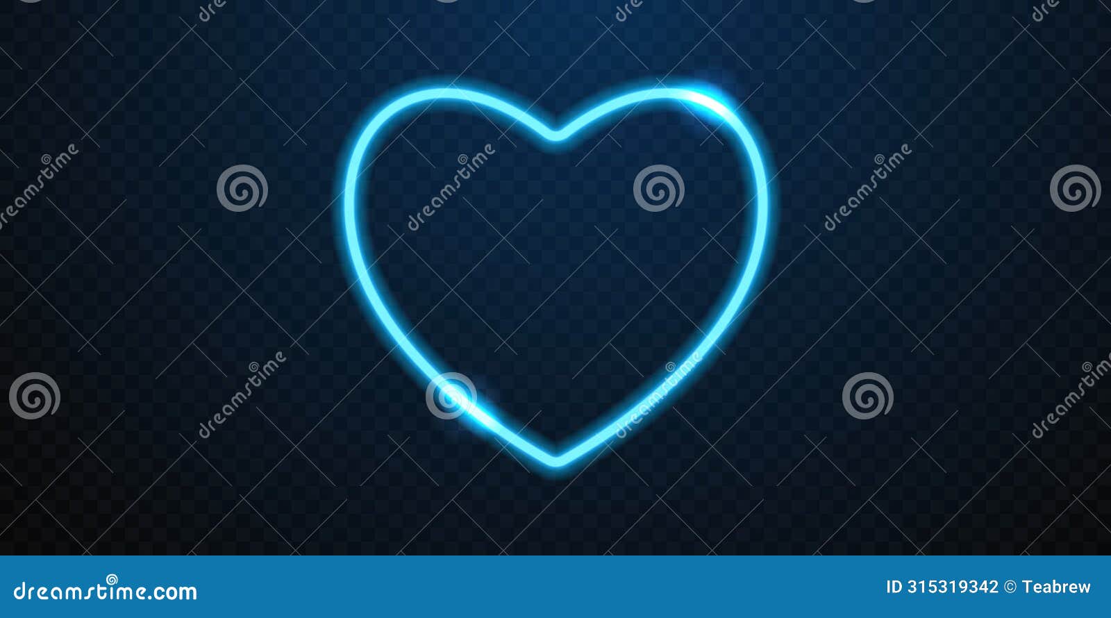 Blue Neon Heart Isolated on Transparent Background Stock Vector ...
