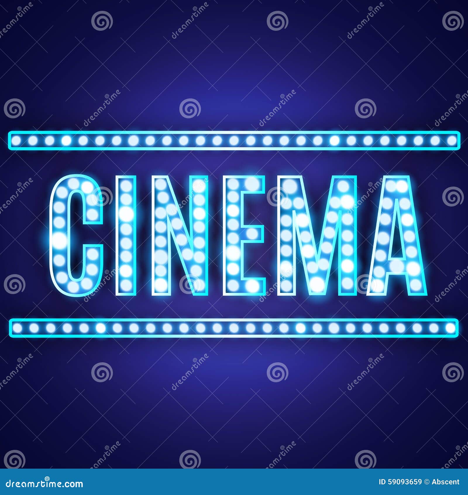 Blue neon lamp cinema sign stock vector. Illustration of nightclub ...