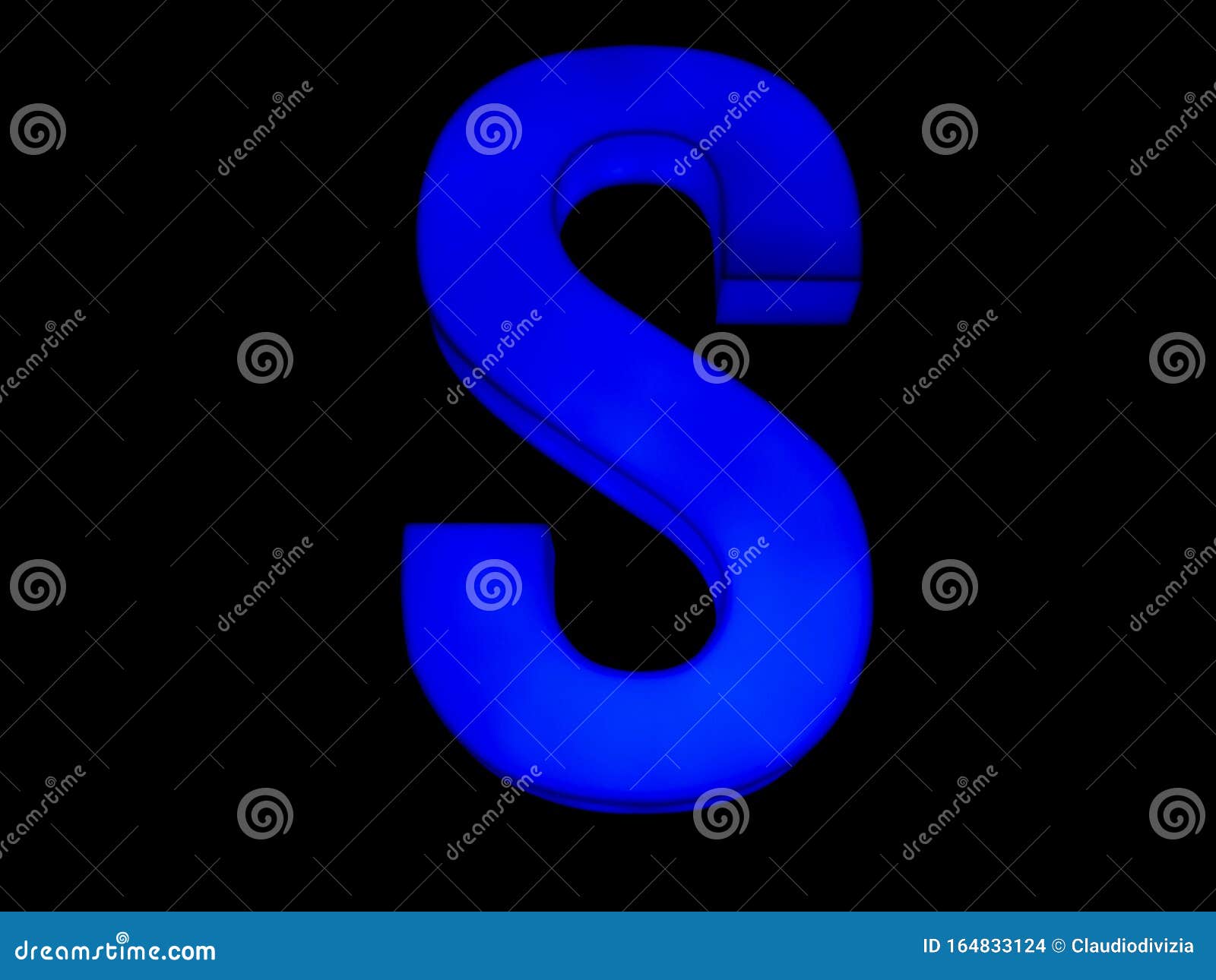 Blue neon letter S stock photo. Image of light, capital - 164833124