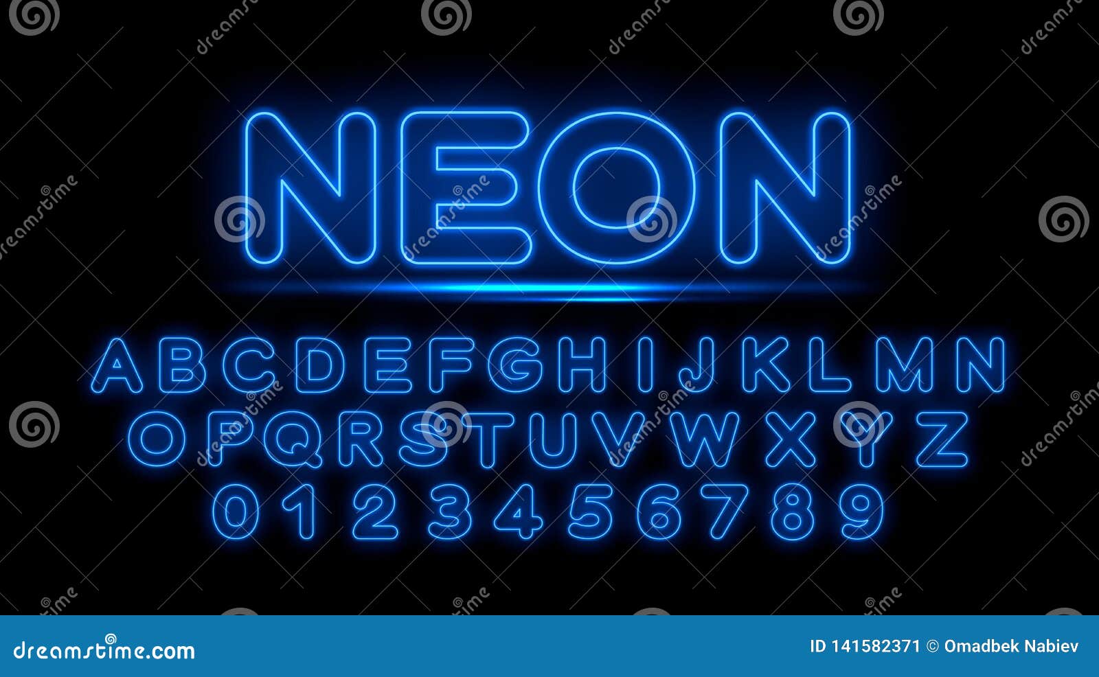 Blue Neon Letters of the English Alphabet Stock Vector - Illustration ...