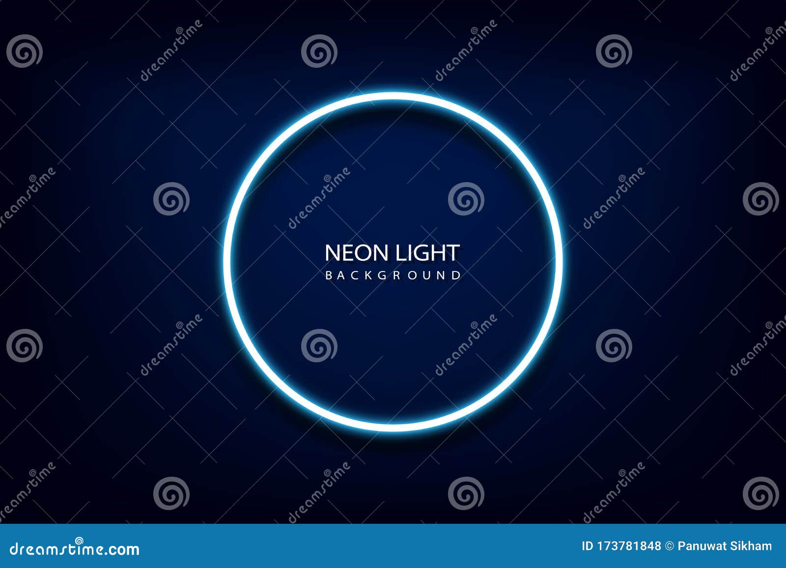 Blue Neon Light Circle Frame on Background. Vector Illustration Stock ...