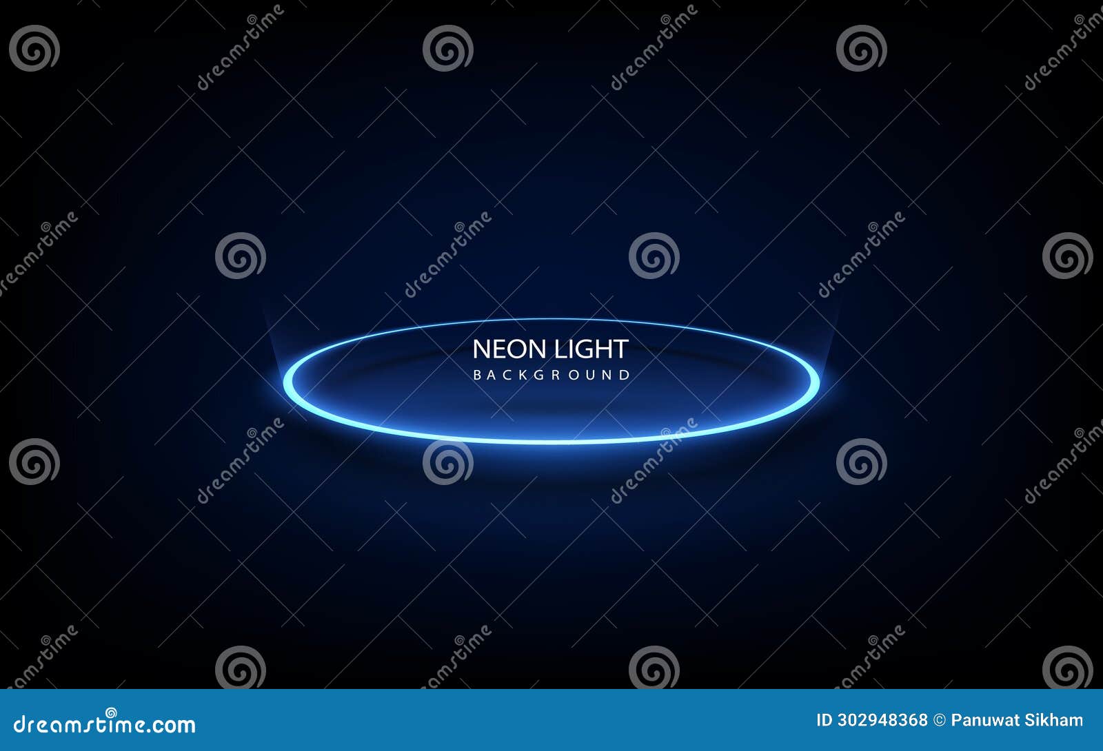 Blue Neon Light Circle Frame on Background. Vector Illustration Stock ...
