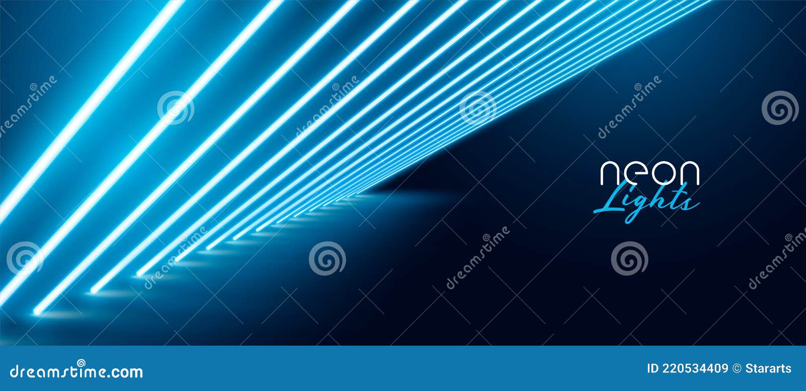 Blue Neon Light Effect Banner Design Stock Vector - Illustration of ...