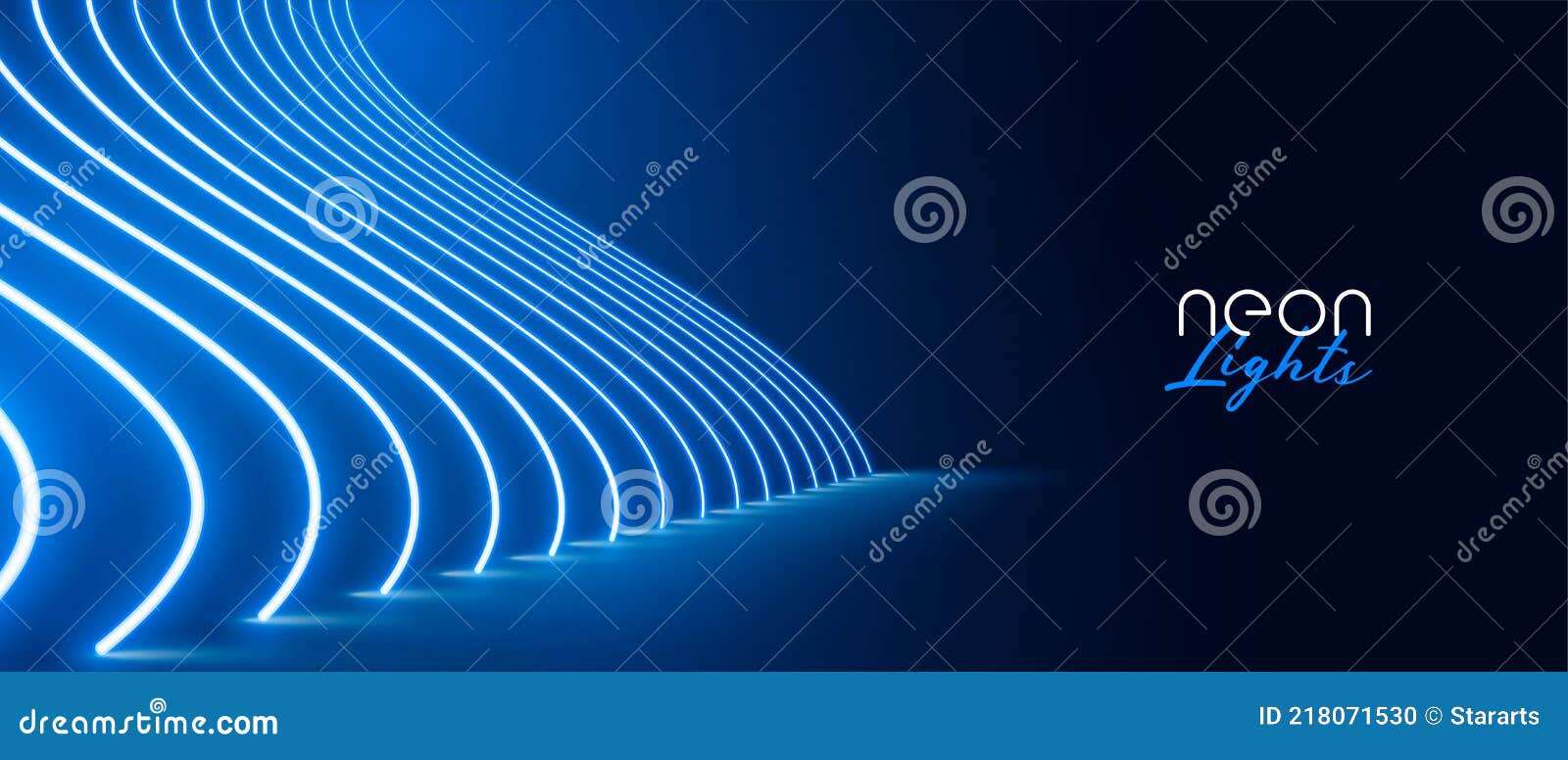 Blue Neon Light Effect Floor Pathway Banner Stock Vector - Illustration ...