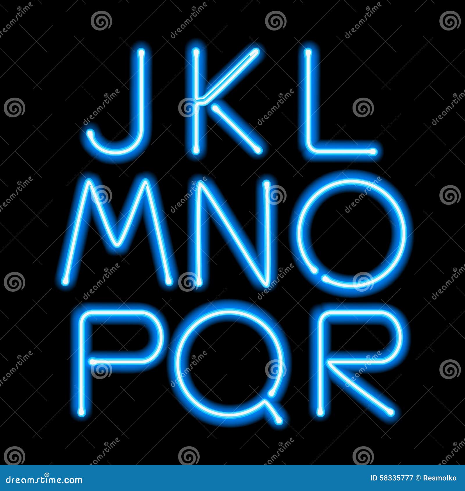 Blue Neon Light Glowing Letters Set Stock Vector - Illustration of ...