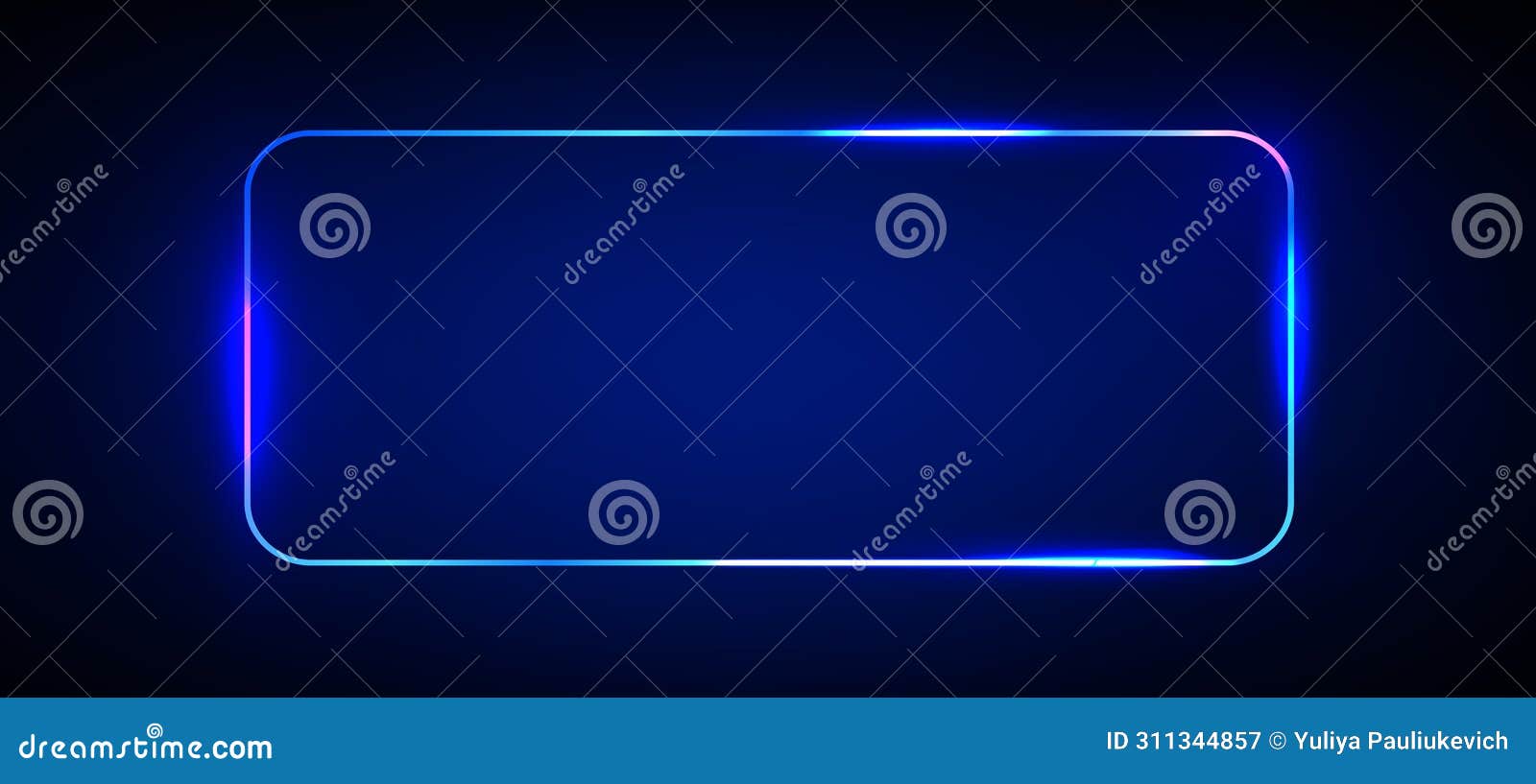 Blue Neon Light Rectangle Frame Glow Background Stock Illustration ...
