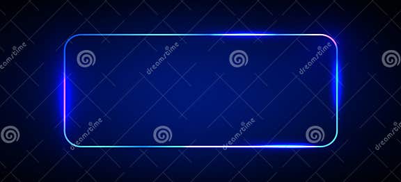 Blue Neon Light Rectangle Frame Glow Background Stock Illustration ...