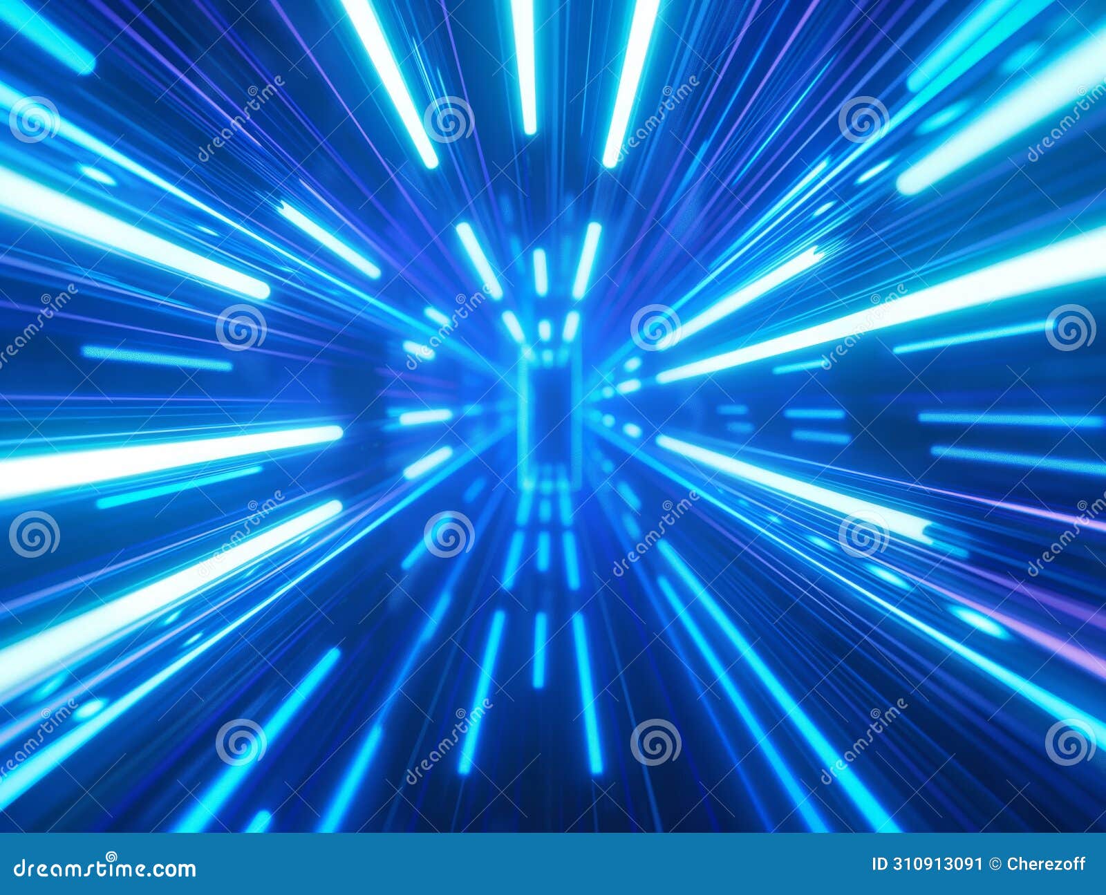 Blue Neon Light Speed Tunnel Stock Image - Image of abstract, lines ...