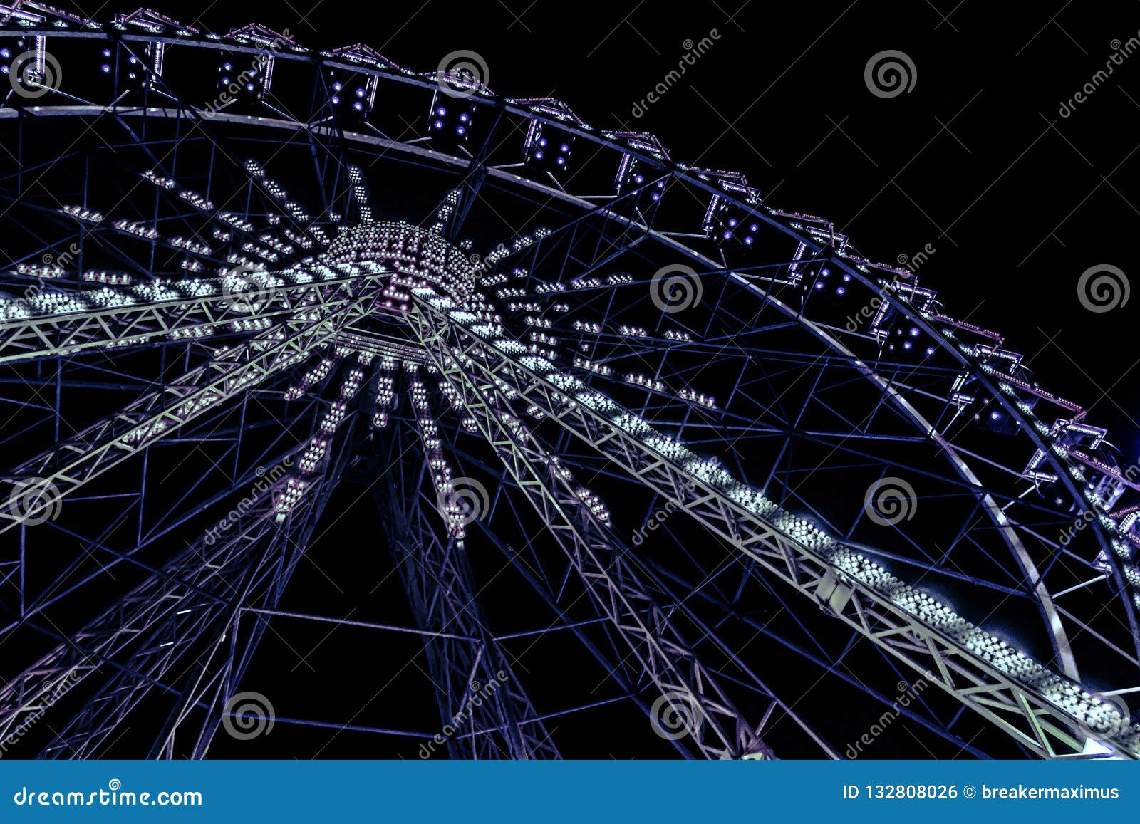 Blue Neon Lightened Ferris Wheel Stock Photo - Image of urban, park ...