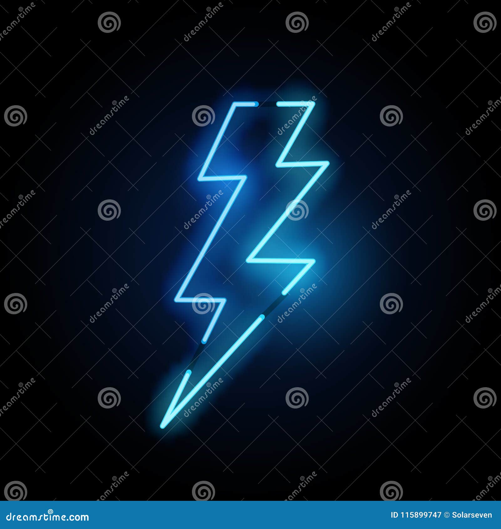 Blue Lightning Bolt Neon Light Stock Vector - Illustration of lightning ...