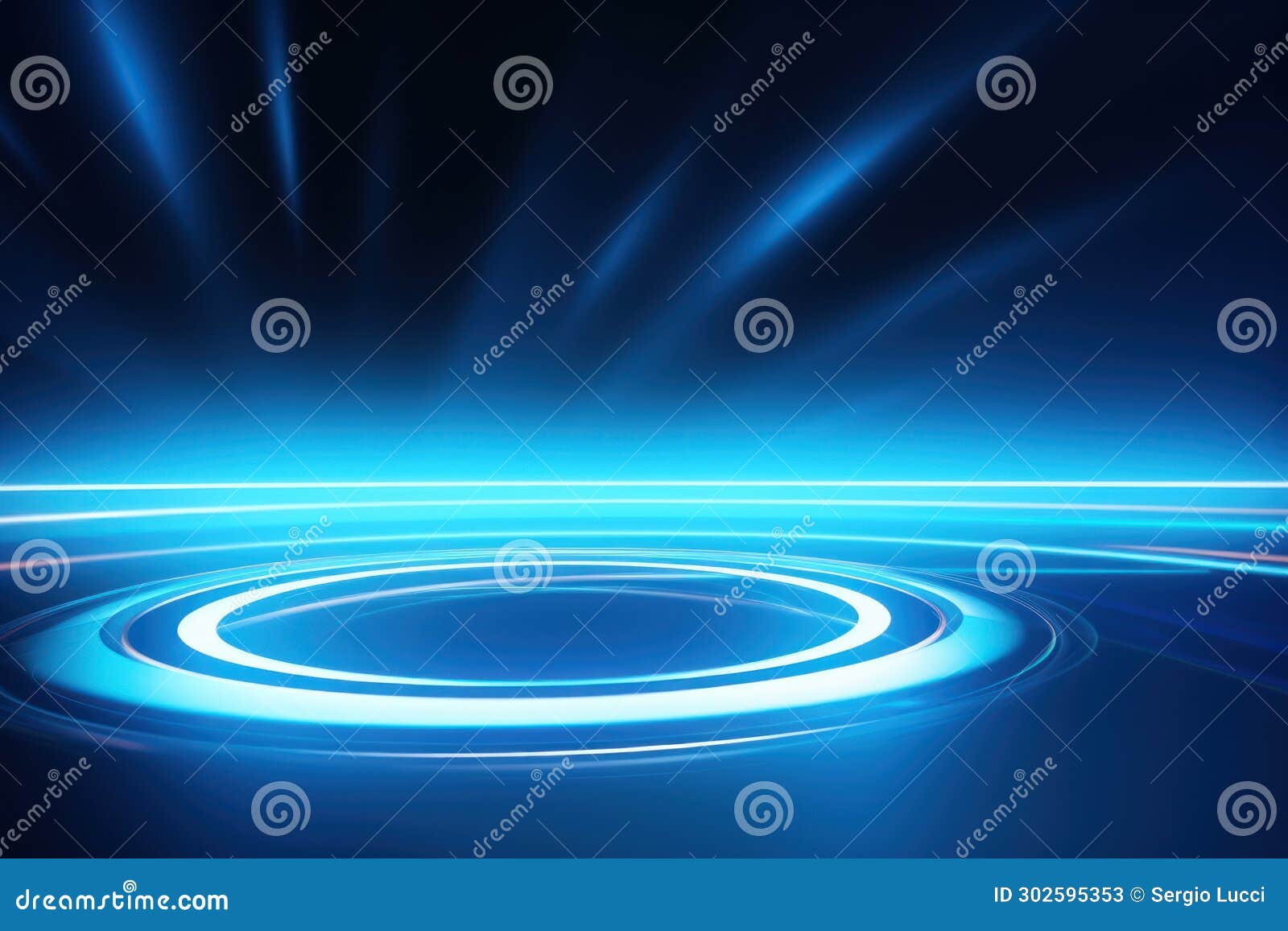 Blue Neon Lights Forming Circular Patterns with Radiant Beams Stock ...