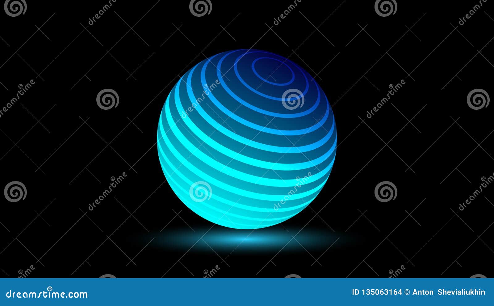 Blue Neon Luminescent 3D Ball With A Glow Effect Stock Vector ...