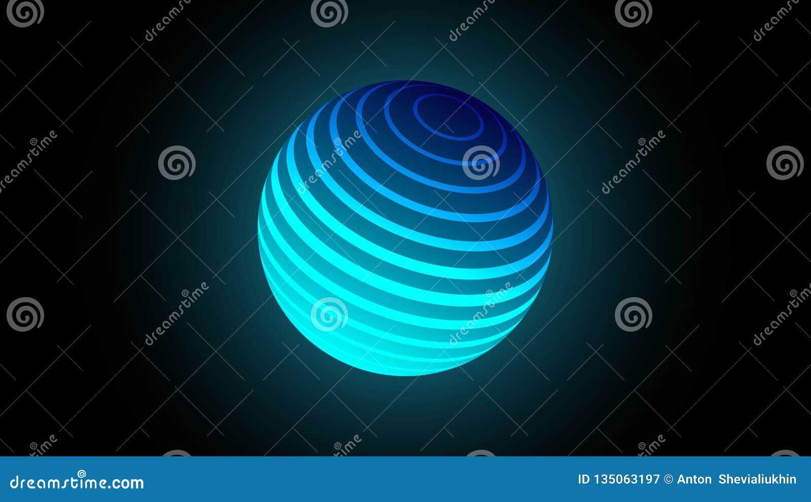 Blue Neon Luminescent 3D Ball with a Glow Effect Stock Vector ...