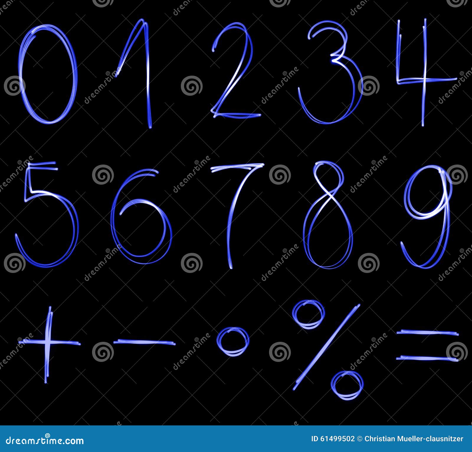 Blue neon numbers stock photo. Image of glow, abstract - 61499502
