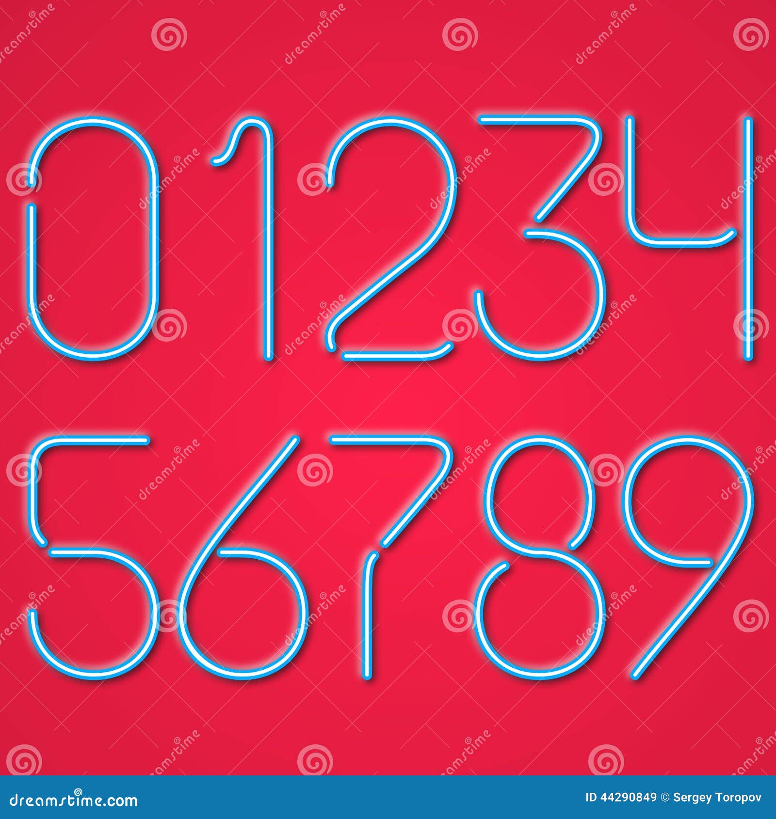 Blue Neon Numbers stock vector. Illustration of isolated - 44290849