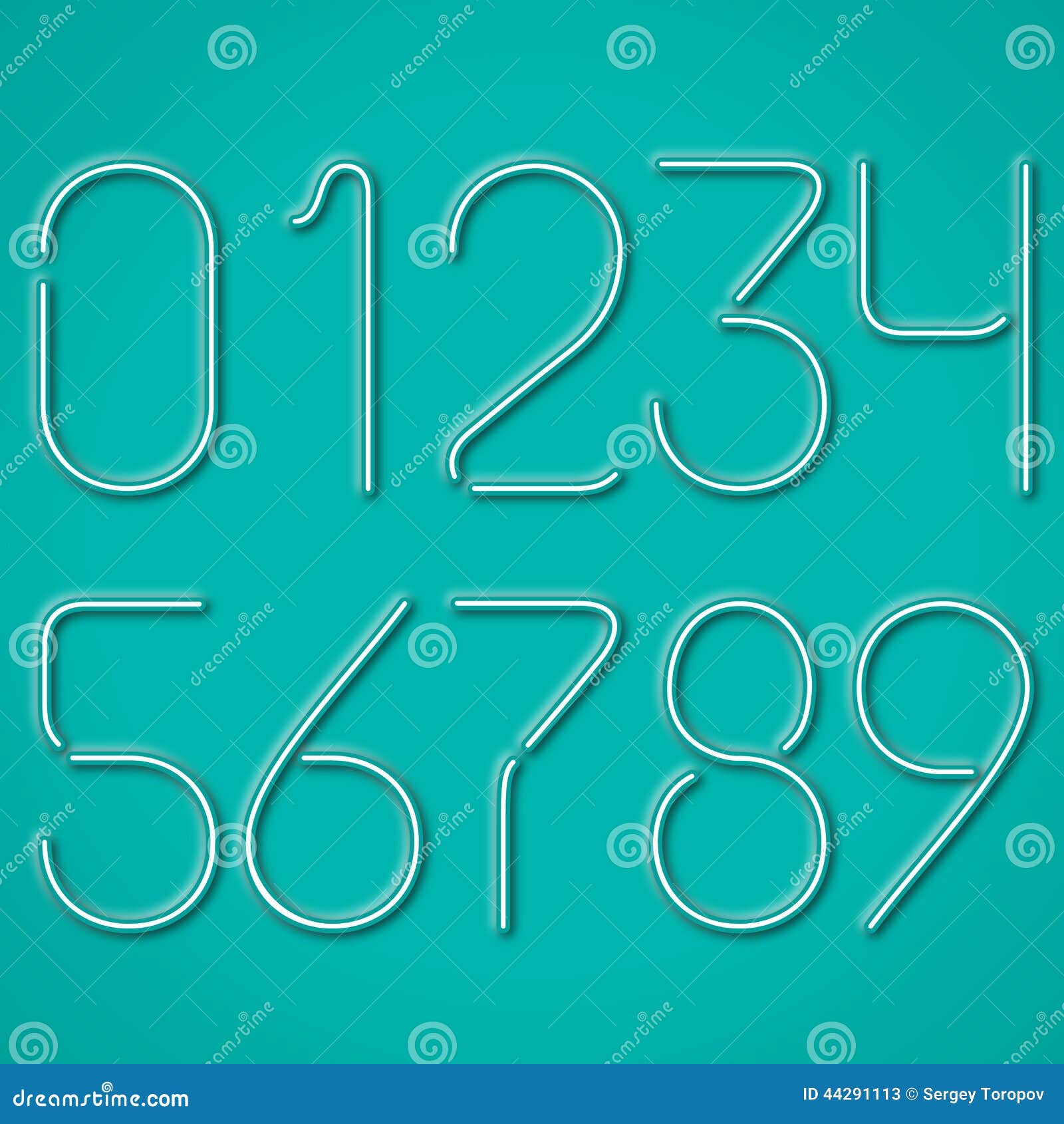 Blue Neon Numbers stock vector. Illustration of glowing - 44291113