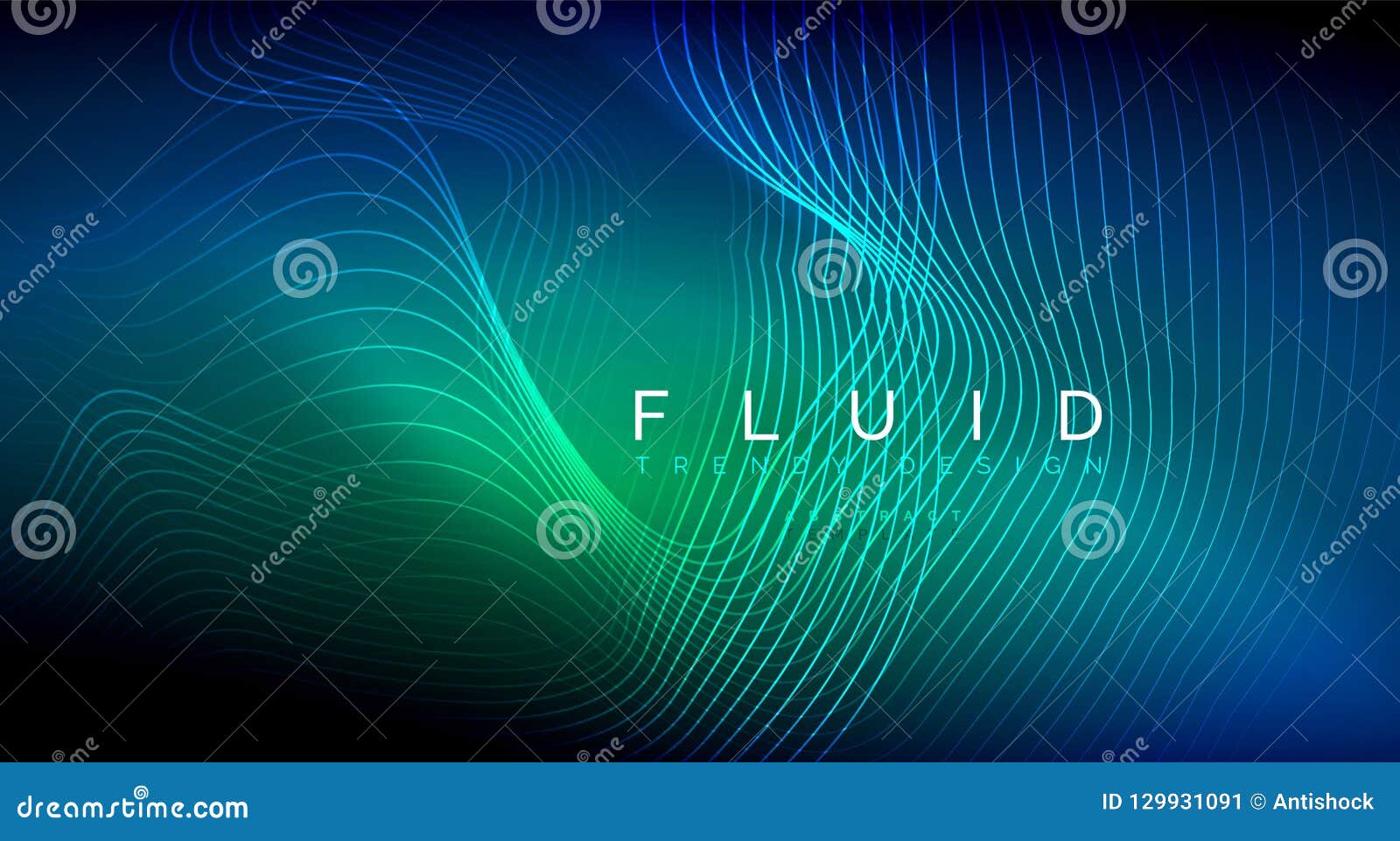 Blue Neon Particles Glowing Fluid Wave Lines, Magic Energy Space Light ...