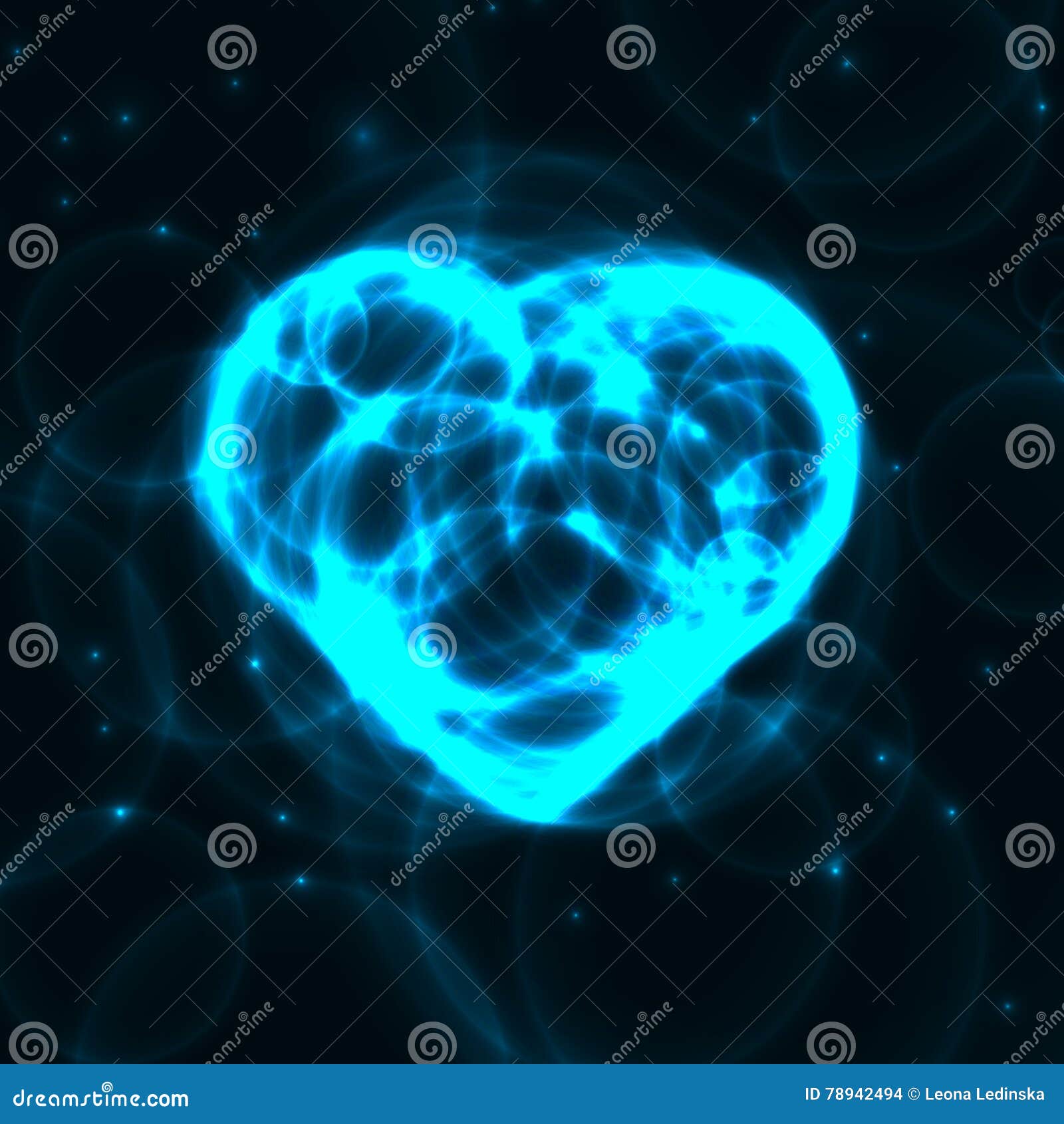 Blue Neon Plasma Laser Heart on Dark Background Stock Vector ...