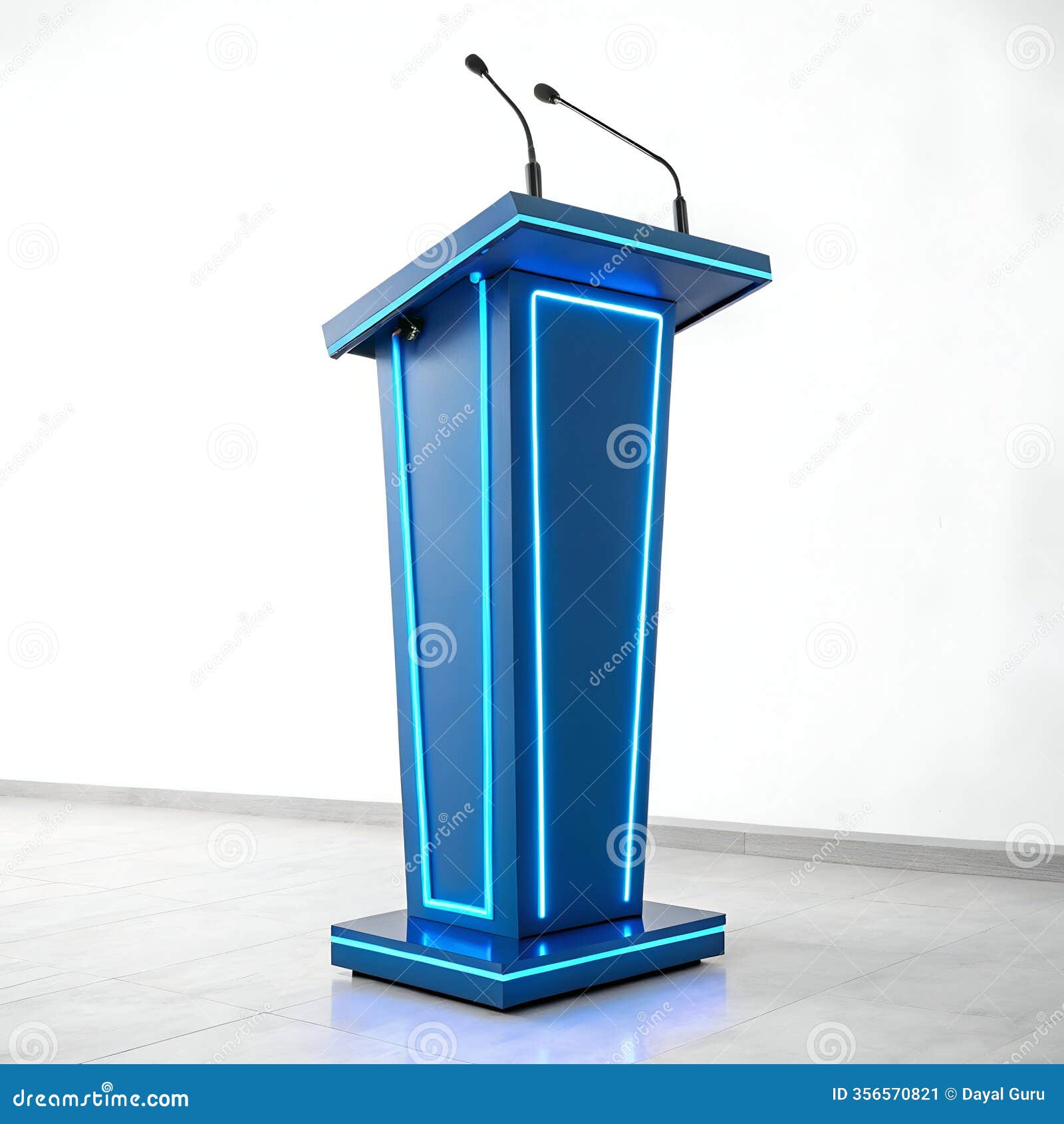 Blue Neon Podium Isolated on White Background Stock Illustration ...