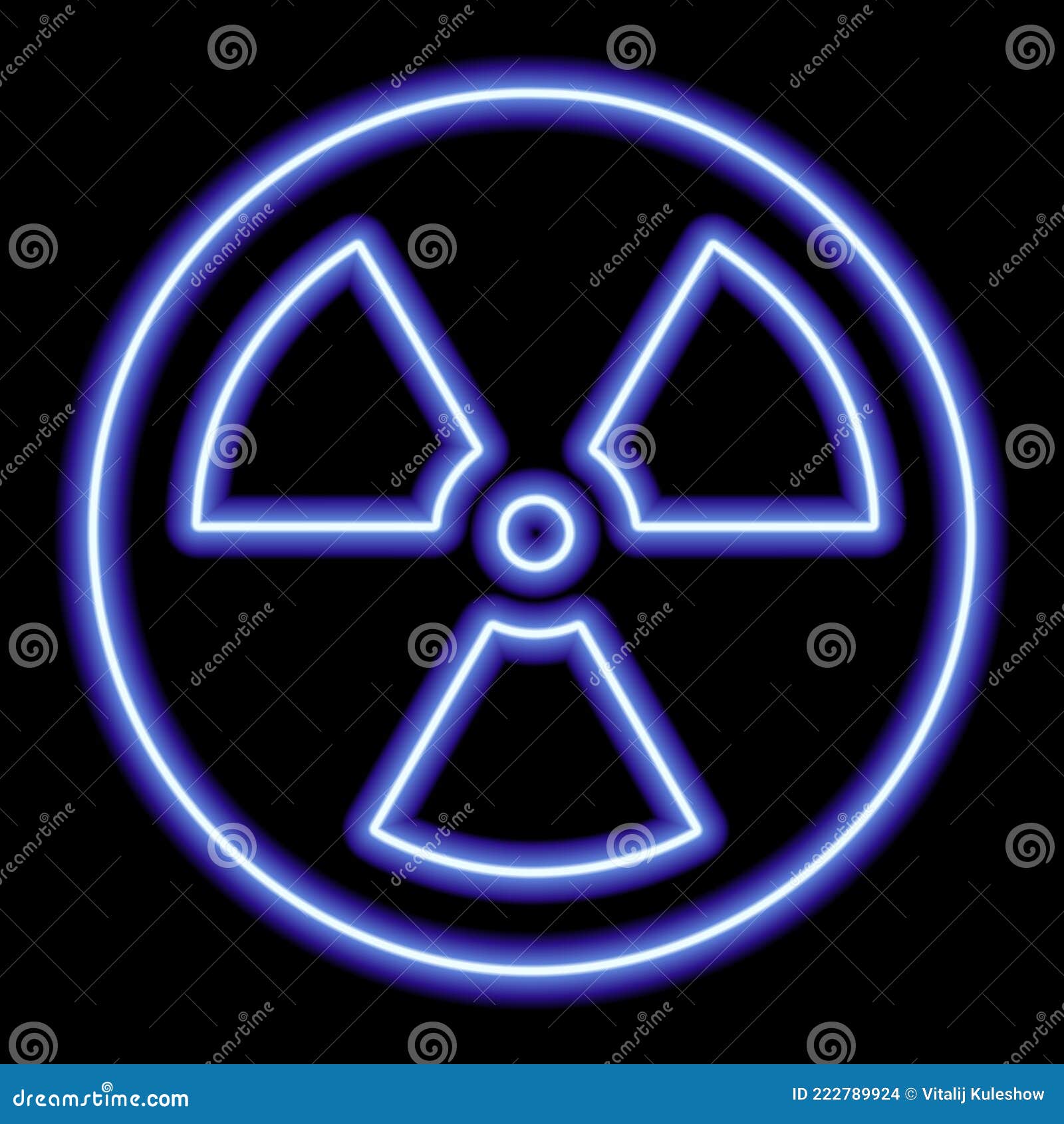 Blue Neon Radiation Icon on a Black Background Stock Vector ...