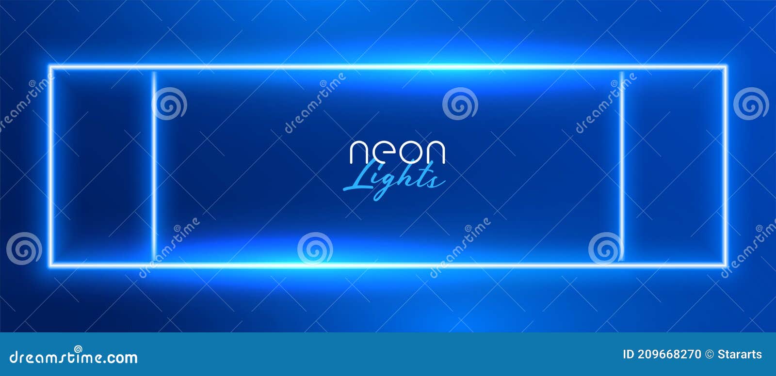 Blue Neon Rectangle Frame Background Design Stock Vector - Illustration ...