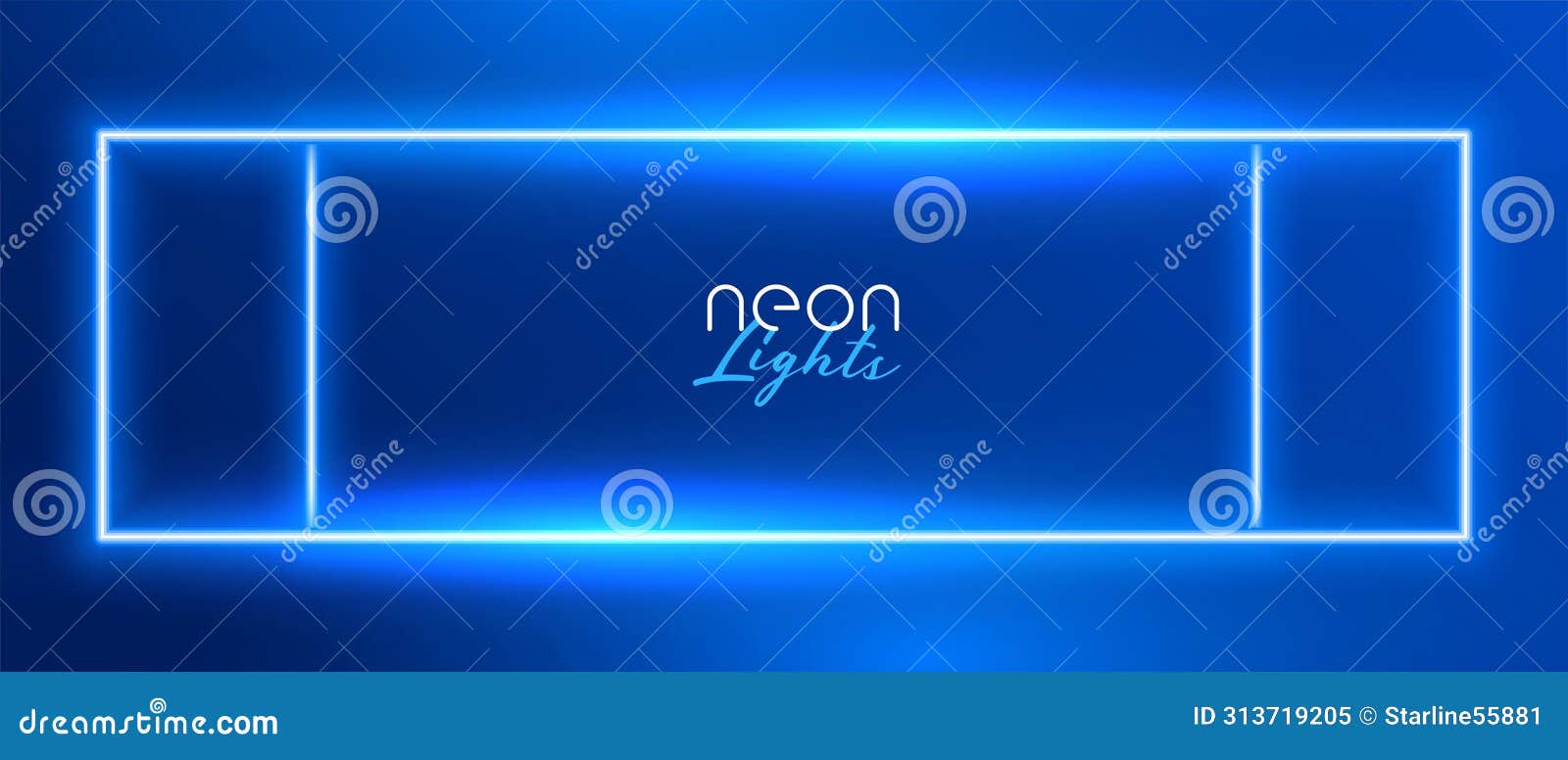 Neon Rectangle Frame Or Neon Lights Horizontal Sign. Stock Image ...