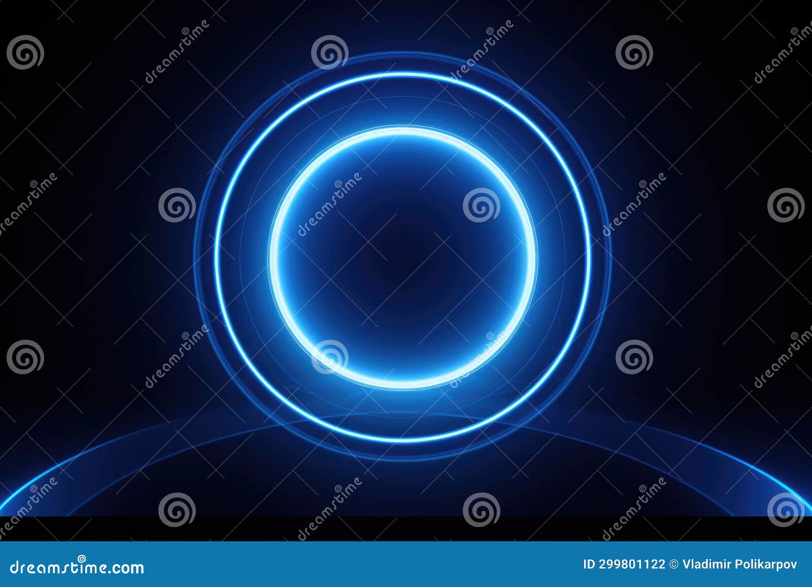 A Blue Neon Ring on a Black Background. Ideal for Futuristic or ...