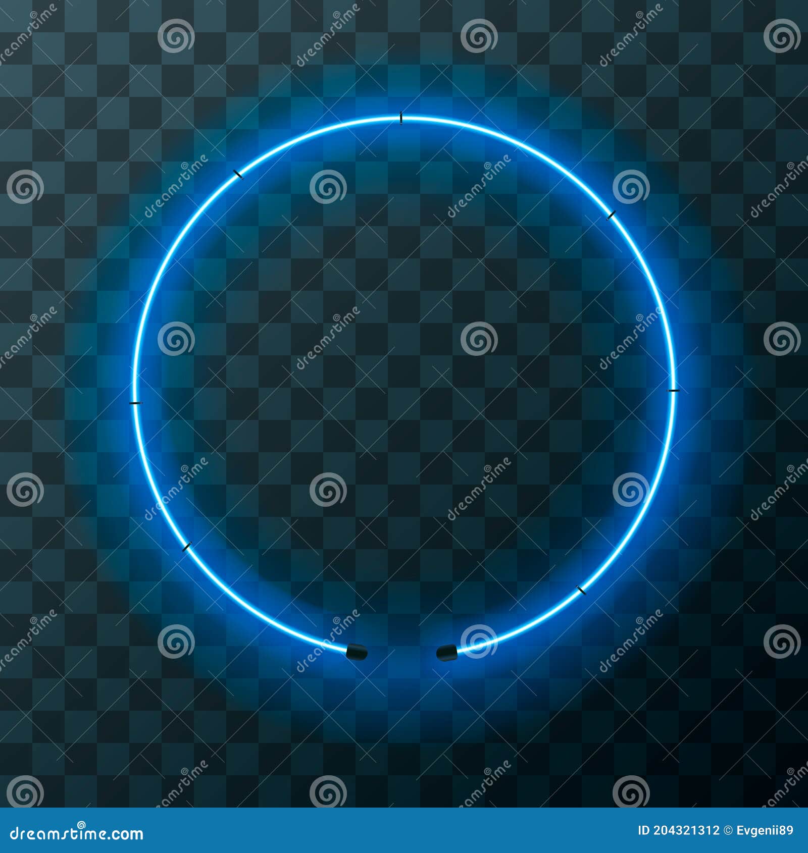 Blue Neon Round Frame, Template on Transparent Background Stock Vector ...