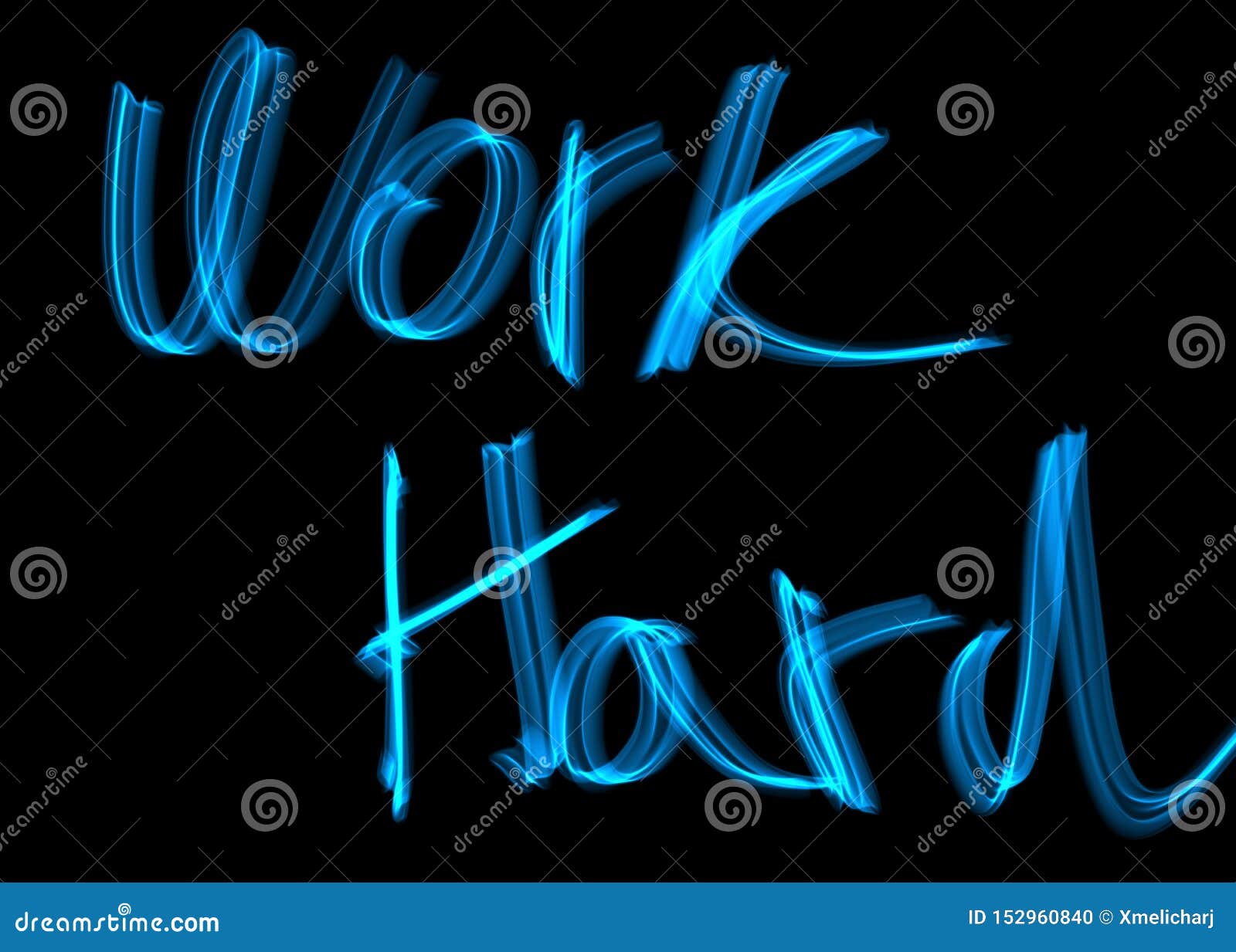 Blue Neon Style Motivation Text Work Black Background Stock ...