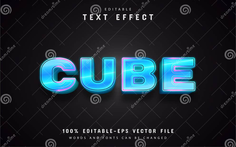 Blue Neon Text Effect Editable Stock Vector - Illustration of vector, modern: 256126301