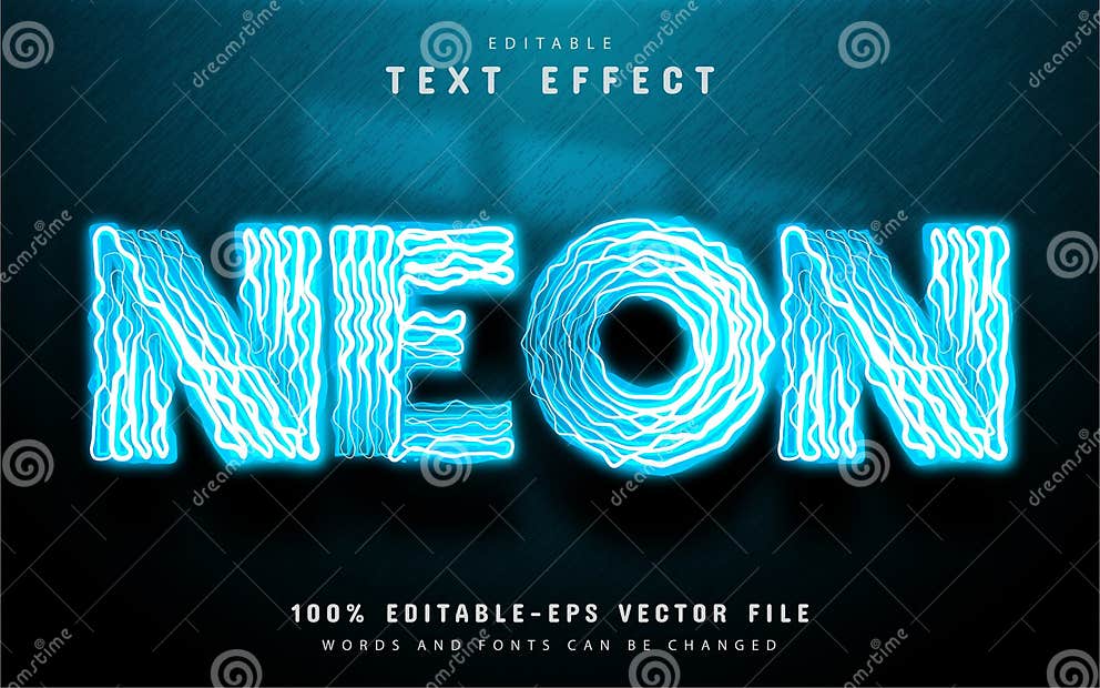 Blue Neon Text Effect Editable Stock Vector - Illustration of vector, bright: 256132607
