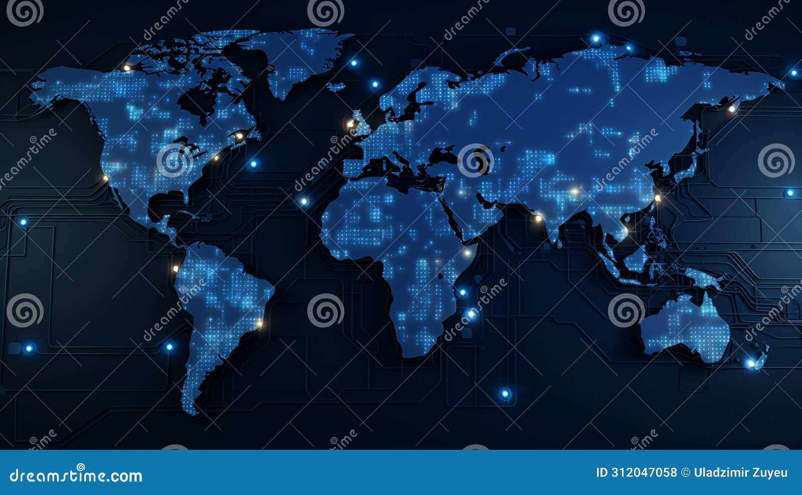 Blue neon world map stock photo. Image of dark, america - 312047058