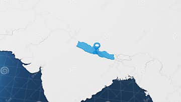 Blue Nepal 3d Map with Pointer Pin Surrounded with Other Countries in ...