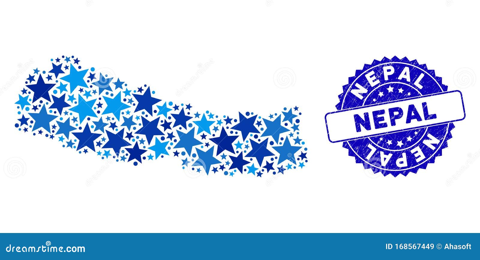 Blue Star Nepal Map Mosaic and Textured Stamp Seal Stock Vector ...