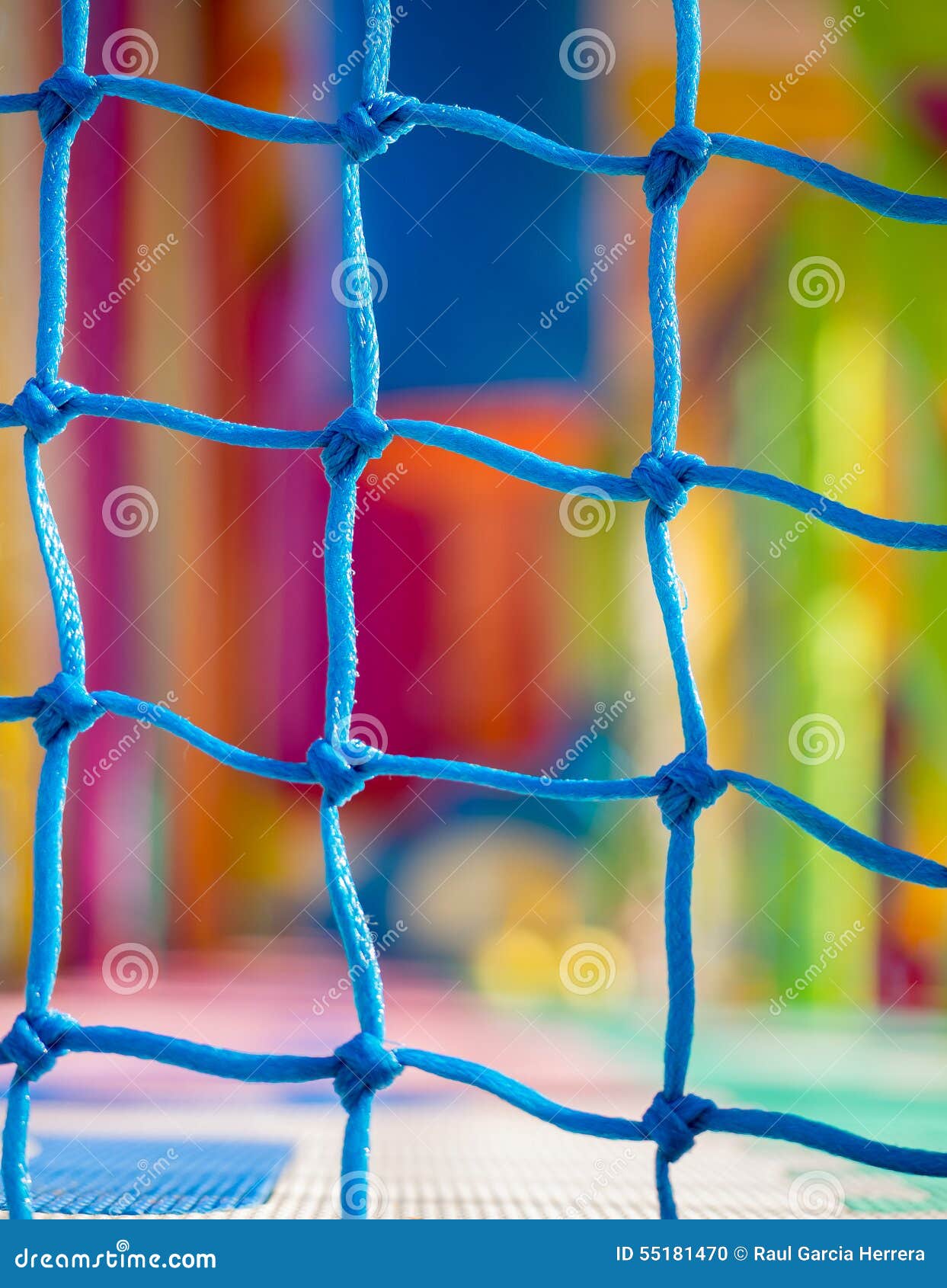 Blue Net Closeup in Children Playground. Colorful Plastic Background ...