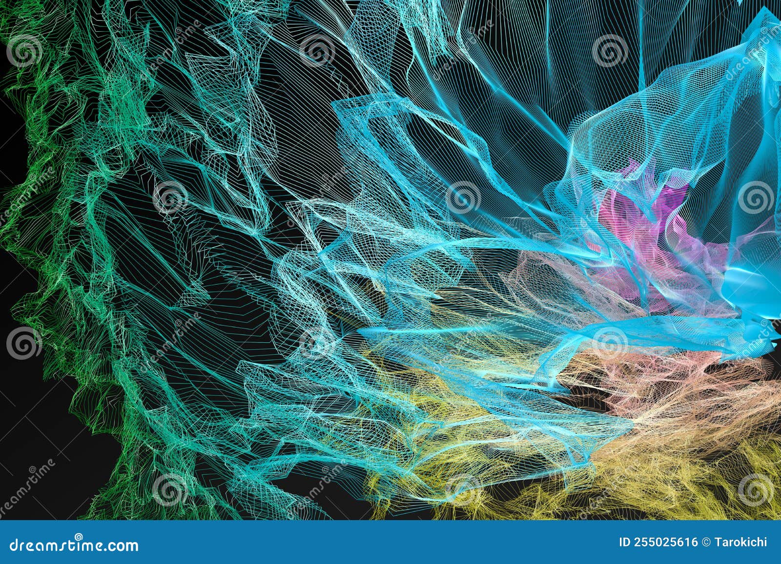 Blue Net. the Net Spreads. Futuristic Image. Different Dimensional ...