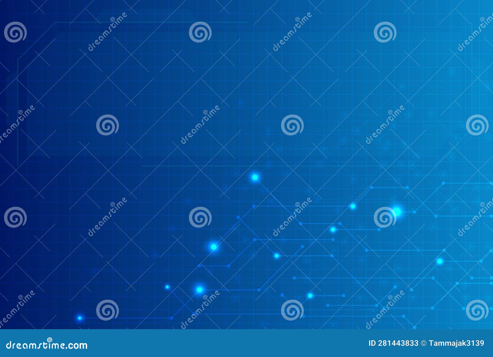 Network Background with Line and Dot Connection on Blue Background ...